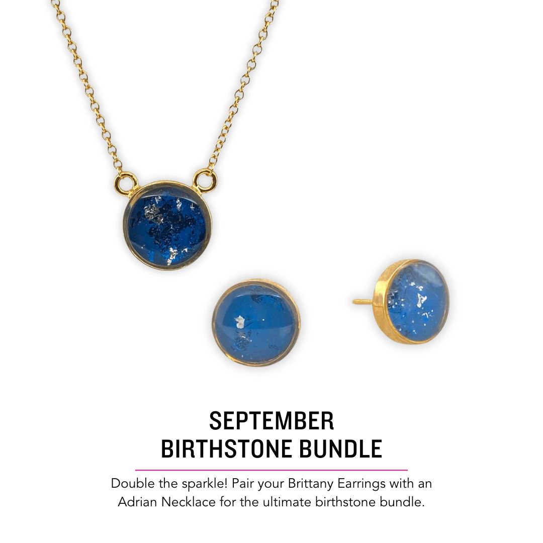 Sustainable Birthstone Necklace September Gold Repurposed Graffiti Gift ...